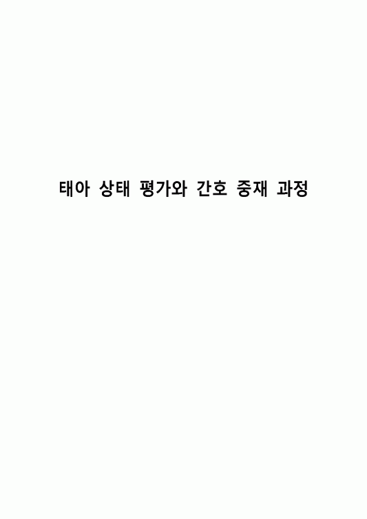 태아 상태 평가와 간호 중재 과정