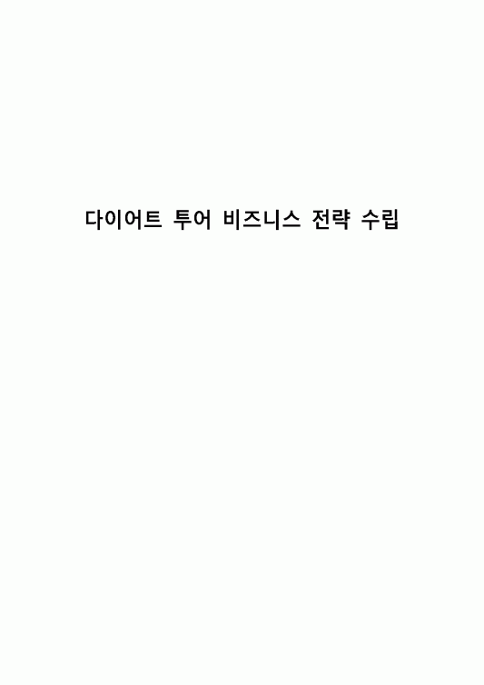 다이어트 투어 비즈니스 전략 수립