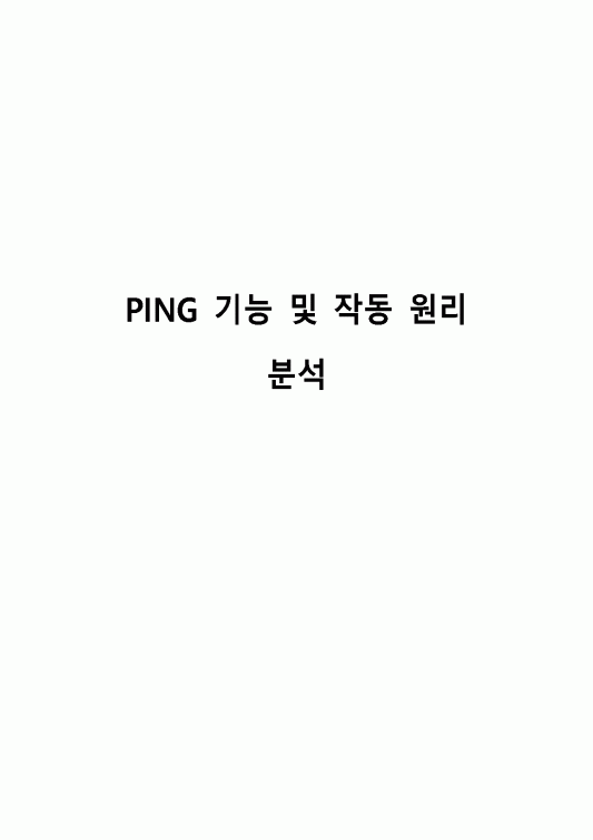 PING 기능 및 작동 원리 분석