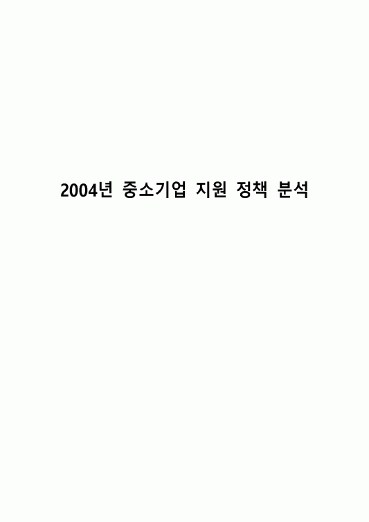 2004년 중소기업 지원 정책 분석