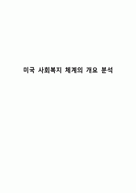 미국 사회복지 체계의 개요 분석