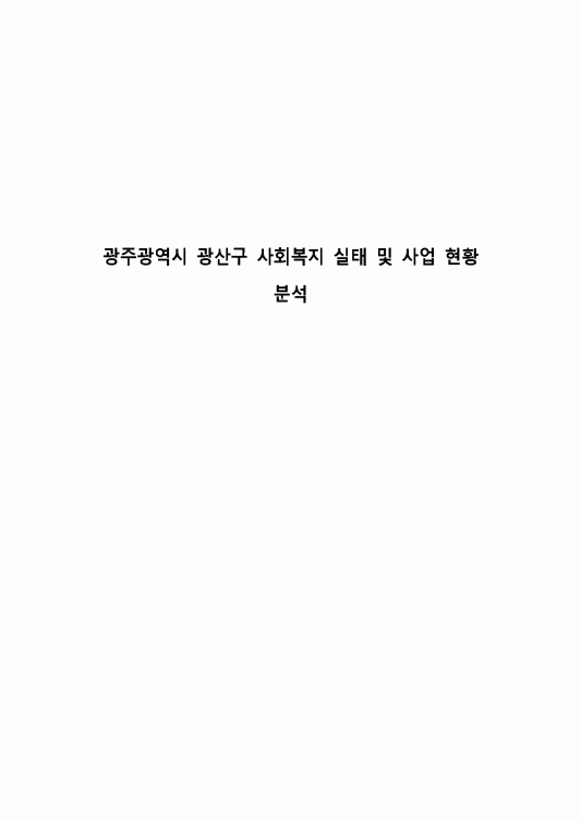 광주광역시 광산구 사회복지 실태 및 사업 현황 분석