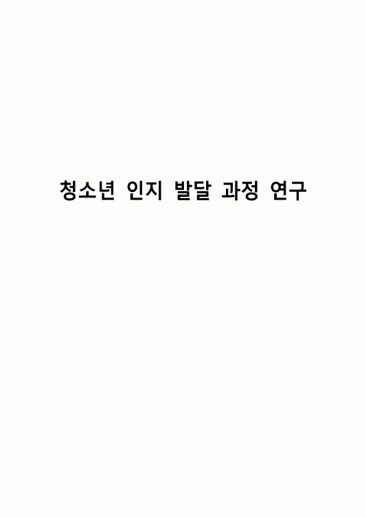 청소년 인지 발달 과정 연구