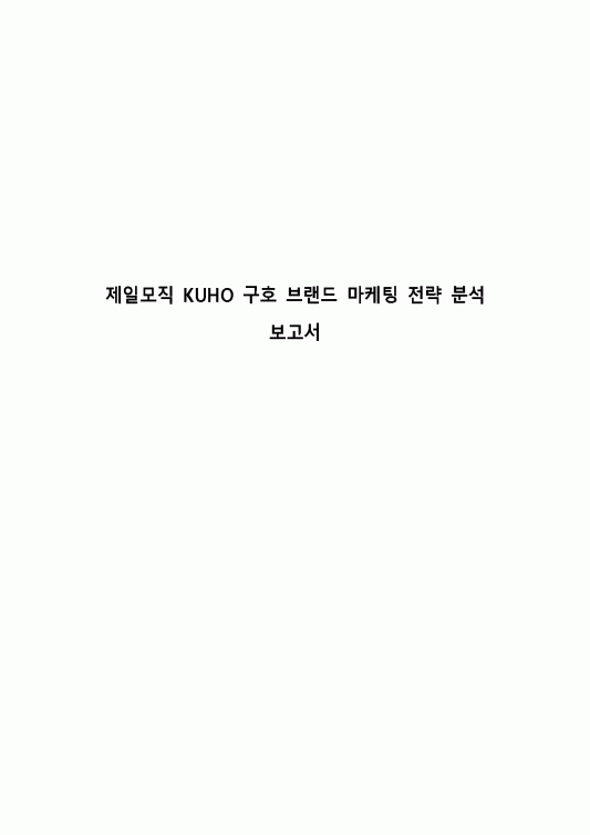 제일모직 KUHO 구호 브랜드 마케팅 전략 분석 보고서