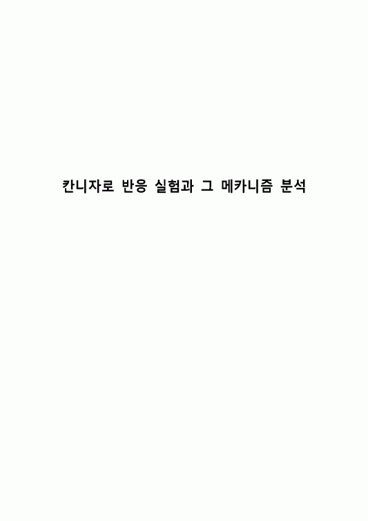 칸니자로 반응 실험과 그 메카니즘 분석