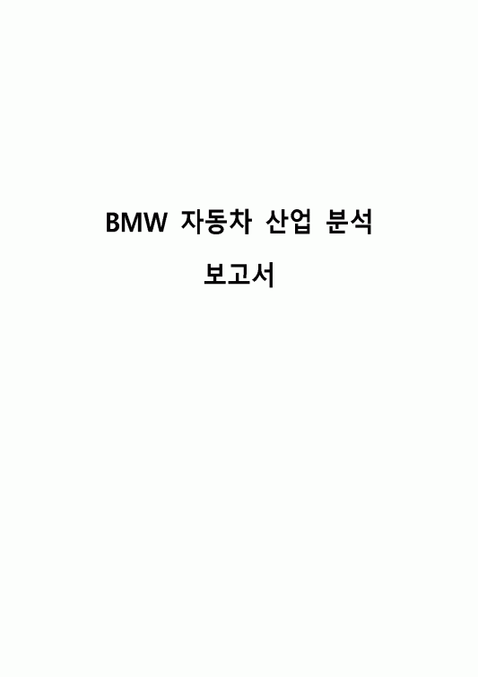 BMW 자동차 산업 분석 보고서