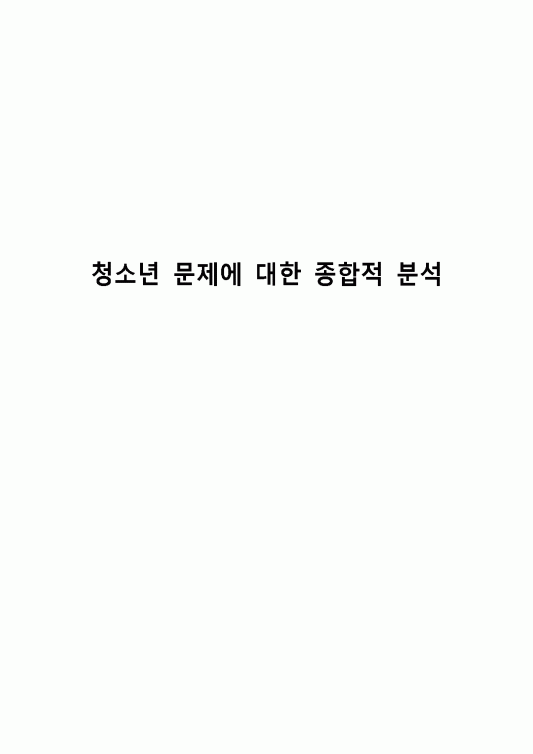 청소년 문제에 대한 종합적 분석