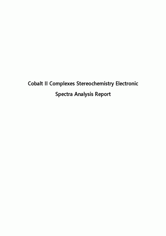 Cobalt II Complexes Stereochemistry Electronic Spectra Analysis Report
