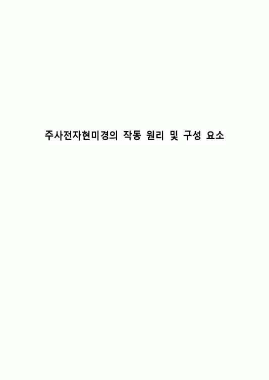 주사전자현미경의 작동 원리 및 구성 요소