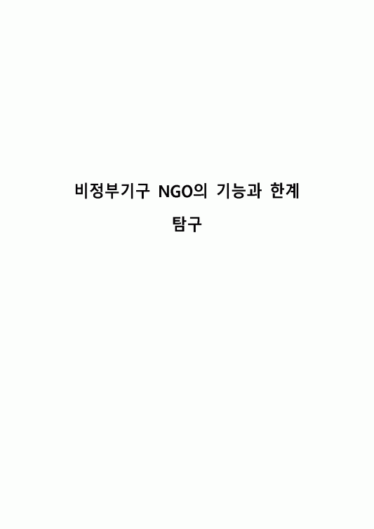 비정부기구 NGO의 기능과 한계 탐구