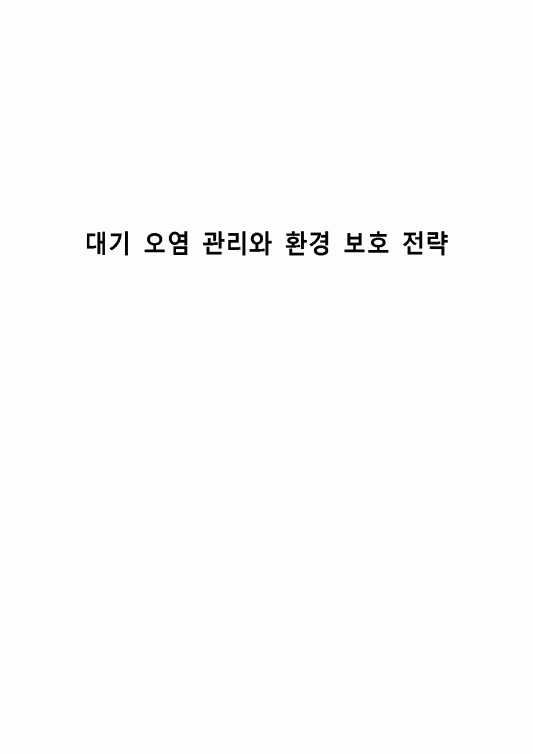 대기 오염 관리와 환경 보호 전략