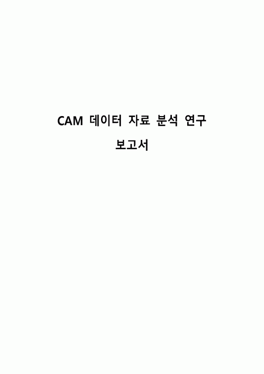 CAM 데이터 자료 분석 연구 보고서