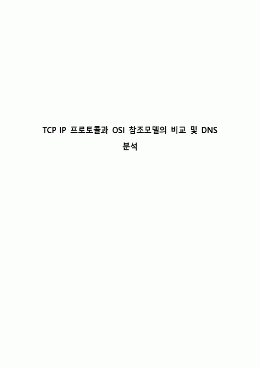 TCP IP 프로토콜과 OSI 참조모델의 비교 및 DNS 분석