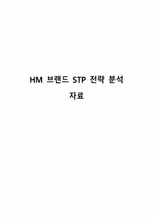 HM 브랜드 STP 전략 분석 자료