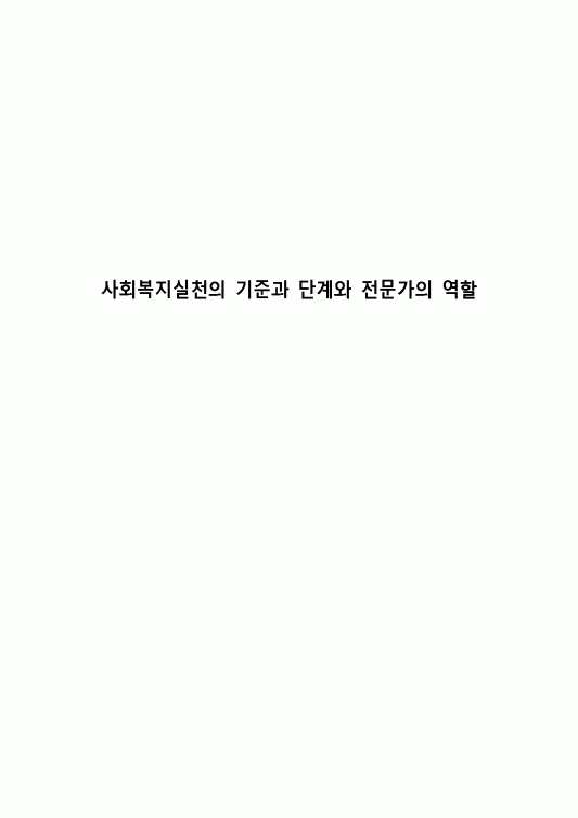 사회복지실천의 기준과 단계와 전문가의 역할