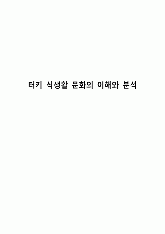 터키 식생활 문화의 이해와 분석