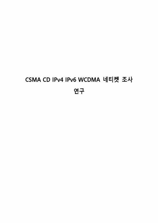 CSMA CD IPv4 IPv6 WCDMA 네티켓 조사 연구