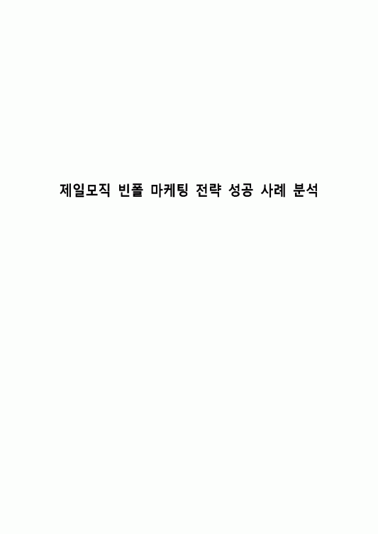 제일모직 빈폴 마케팅 전략 성공 사례 분석