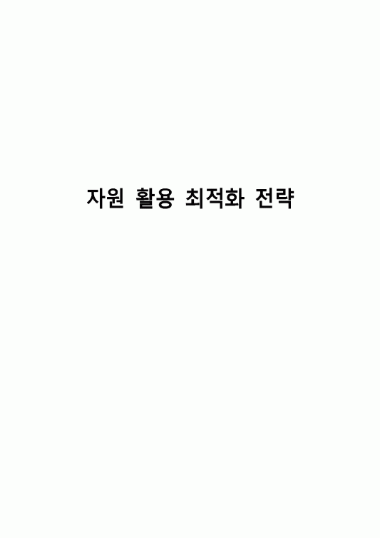 자원 활용 최적화 전략