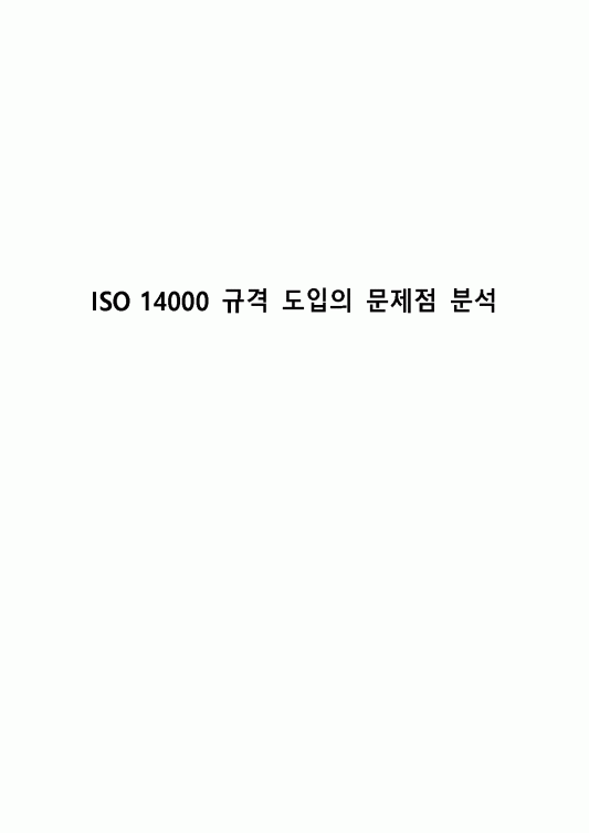 ISO 14000 규격 도입의 문제점 분석
