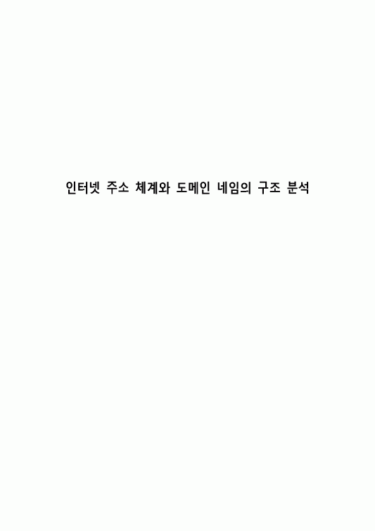 인터넷 주소 체계와 도메인 네임의 구조 분석