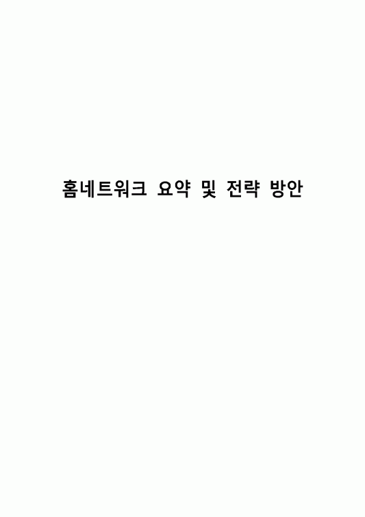 홈네트워크 요약 및 전략 방안