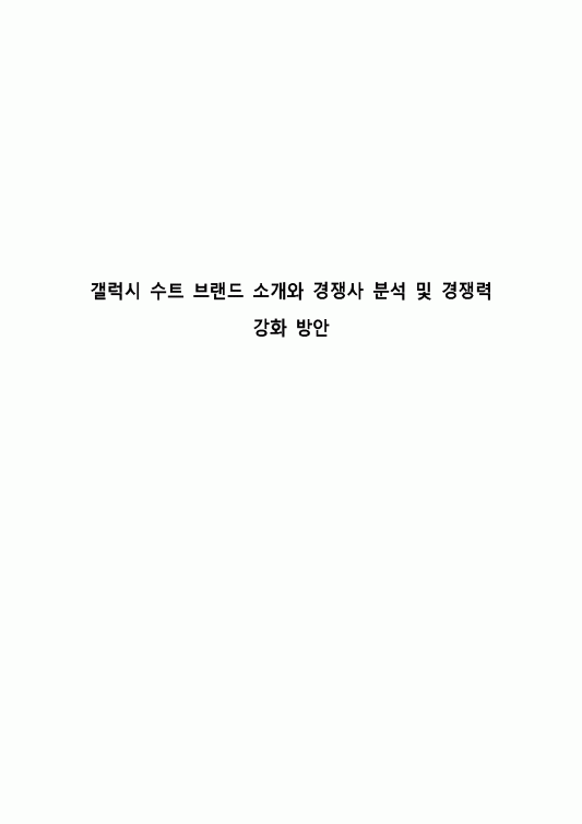 갤럭시 수트 브랜드 소개와 경쟁사 분석 및 경쟁력 강화 방안