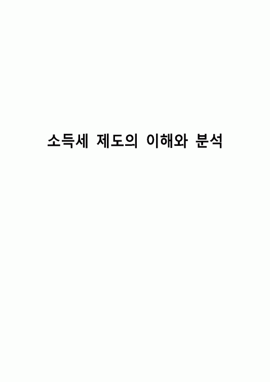 소득세 제도의 이해와 분석