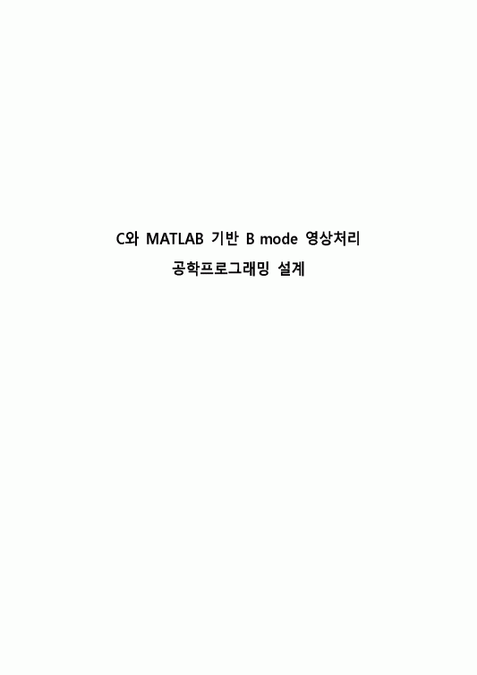 C와 MATLAB 기반 B mode 영상처리 공학프로그래밍 설계