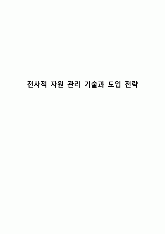 전사적 자원 관리 기술과 도입 전략