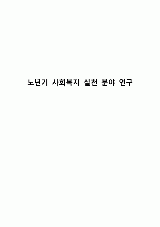 노년기 사회복지 실천 분야 연구