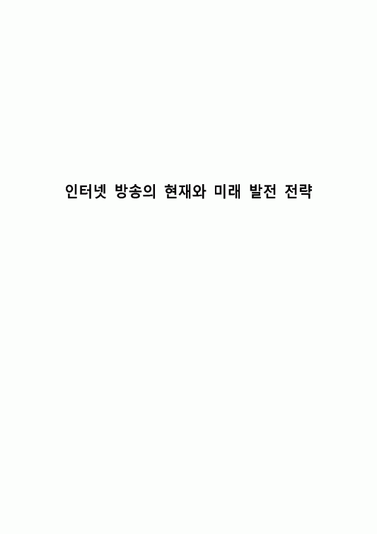 인터넷 방송의 현재와 미래 발전 전략