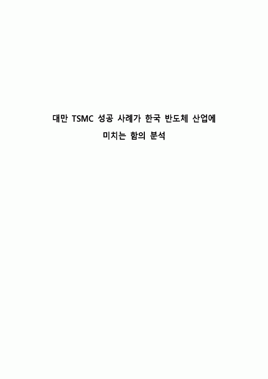 대만 TSMC 성공 사례가 한국 반도체 산업에 미치는 함의 분석