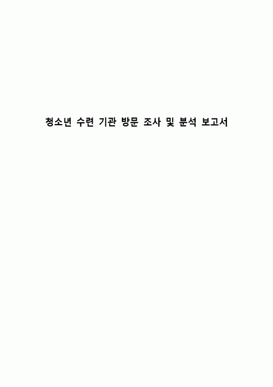청소년 수련 기관 방문 조사 및 분석 보고서