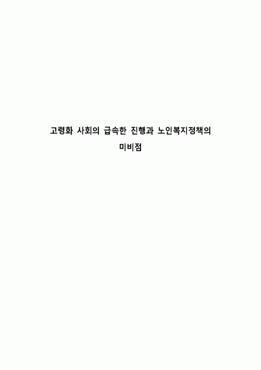 고령화 사회의 급속한 진행과 노인복지정책의 미비점