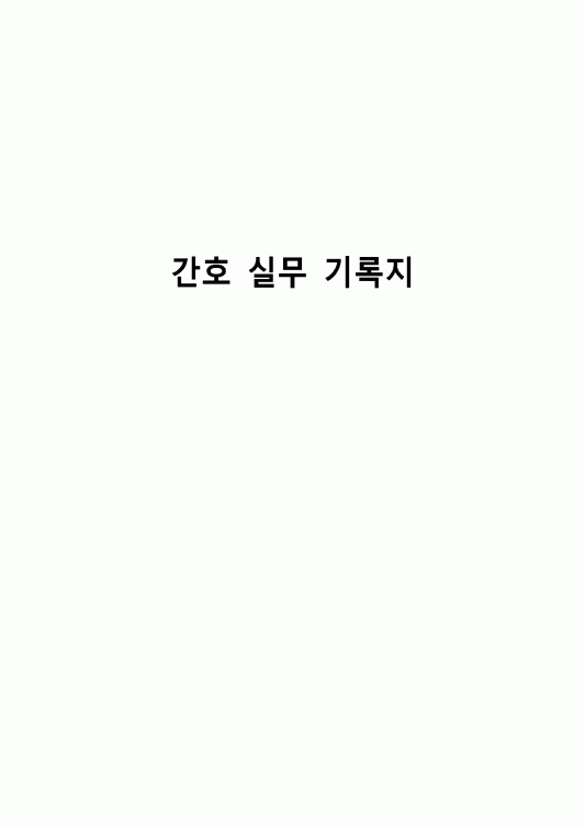 간호 실무 기록지