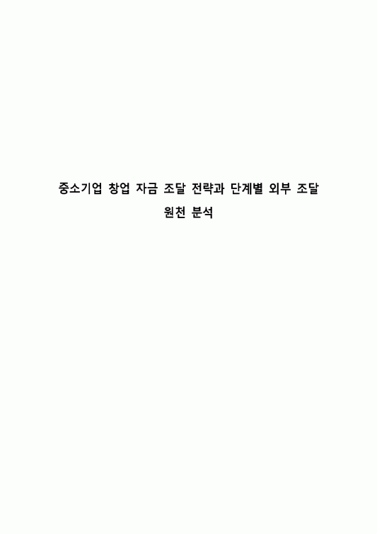 중소기업 창업 자금 조달 전략과 단계별 외부 조달 원천 분석