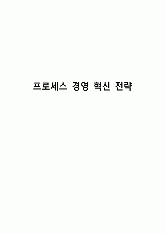 프로세스 경영 혁신 전략
