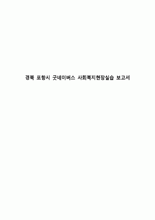 경북 포항시 굿네이버스 사회복지현장실습 보고서