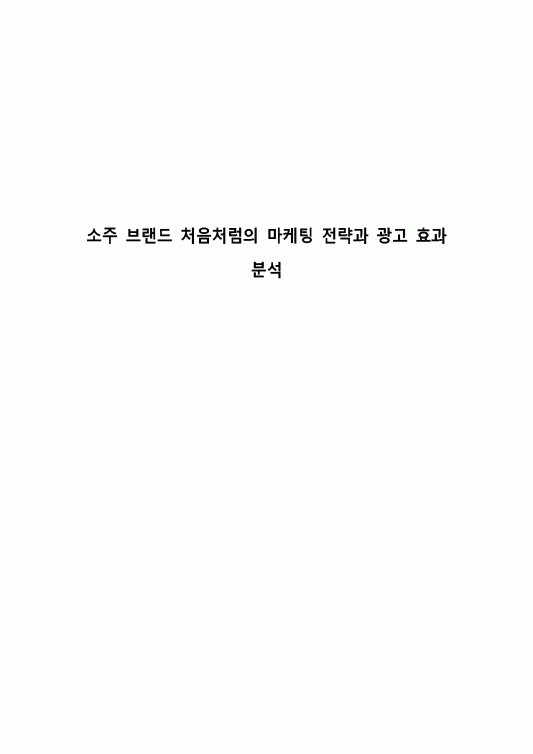 소주 브랜드 처음처럼의 마케팅 전략과 광고 효과 분석
