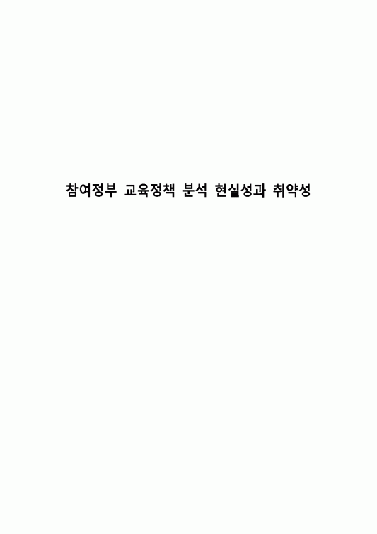 참여정부 교육정책 분석 현실성과 취약성