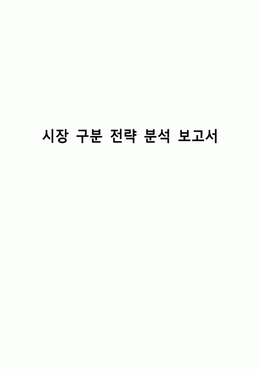 시장 구분 전략 분석 보고서
