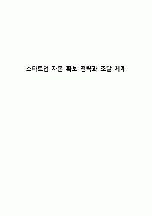 스타트업 자본 확보 전략과 조달 체계