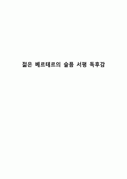 젊은 베르테르의 슬픔 서평 독후감