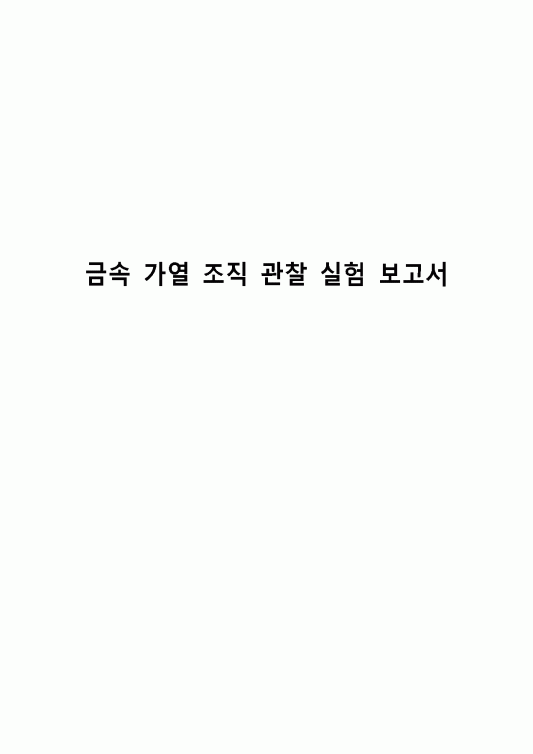 금속 가열 조직 관찰 실험 보고서