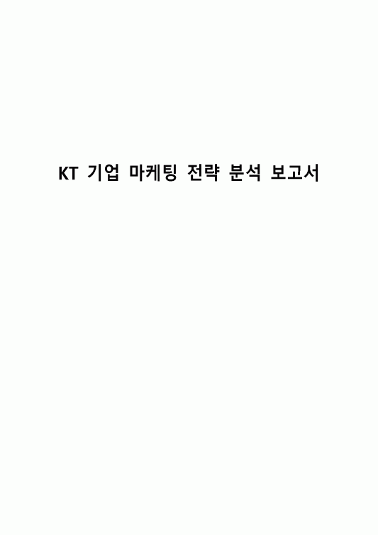 KT 기업 마케팅 전략 분석 보고서