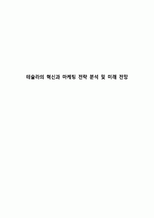 테슬라의 혁신과 마케팅 전략 분석 및 미래 전망