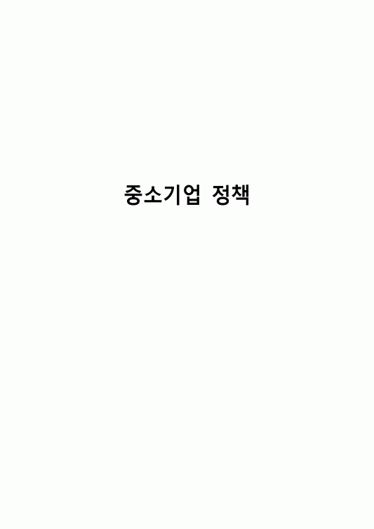 중소기업 정책
