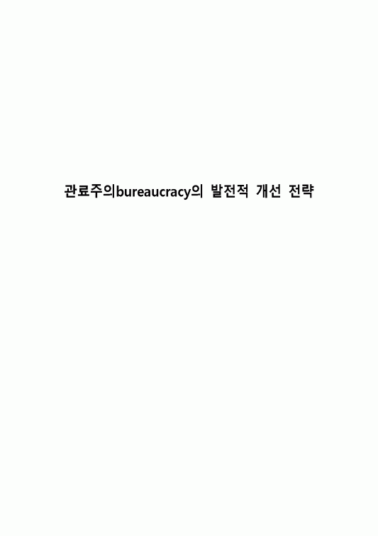 관료주의bureaucracy의 발전적 개선 전략