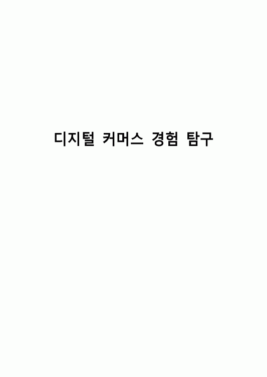 디지털 커머스 경험 탐구
